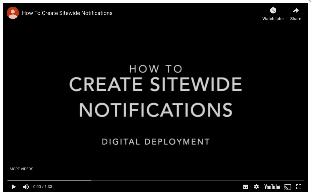 Step 2 - Highlight your content with sitewide notifications - Digital ...